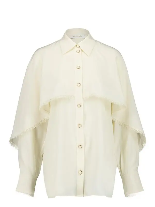 Zimmermann Fringed Cape Blouse - Cream