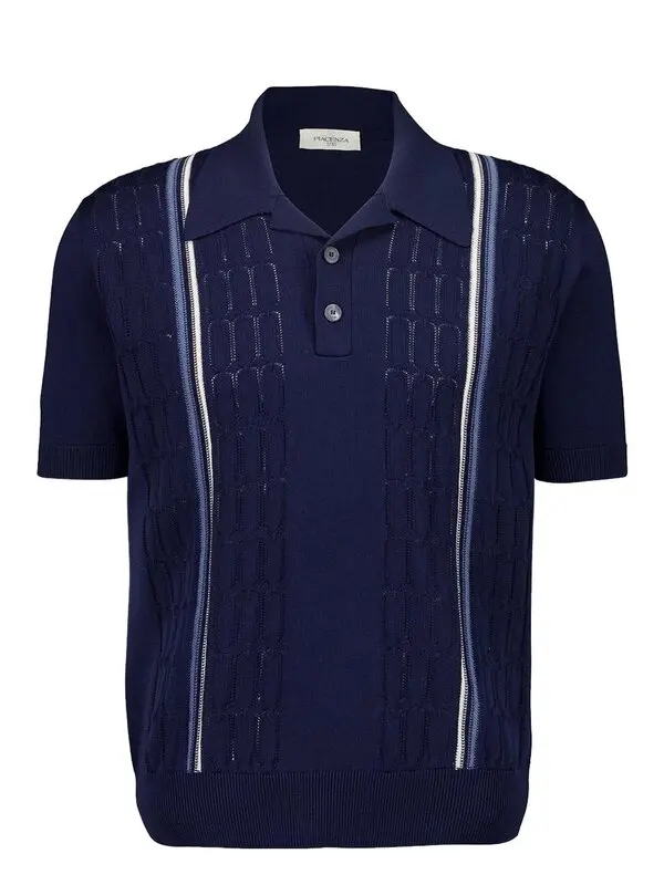 PIACENZA CASHMERE 1733 Dark Navy Cotton Polo Shirt - Blue