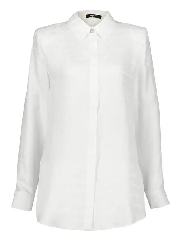 Balmain Jacquard Long-sleeve Shirt - White