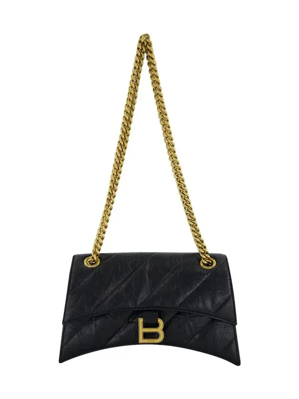 Balenciaga Crush Quilted Small Shoulder Bag - Black