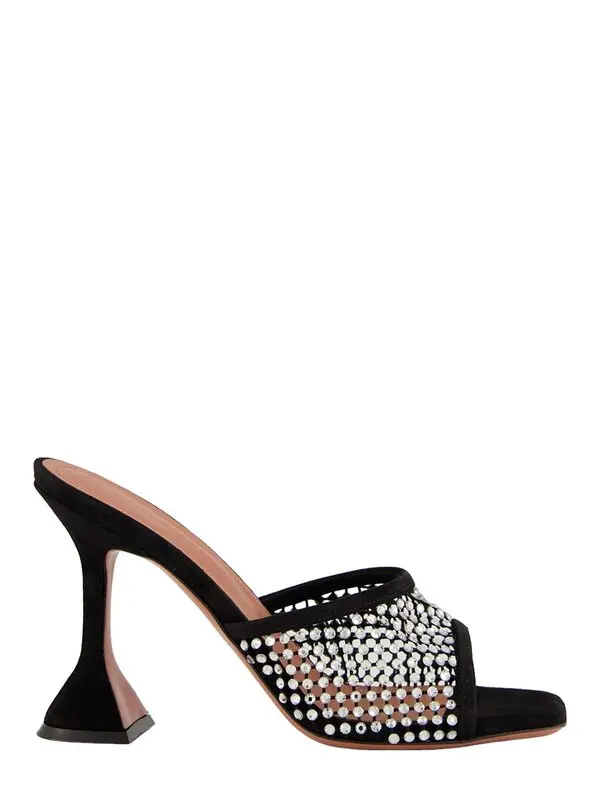 Amina Muaddi Lupita Crystal 95 Mules - Black
