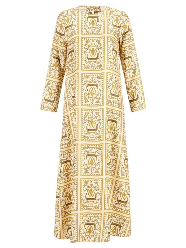 PAULA Printed Silk Twill A-line Dress - Multicolour