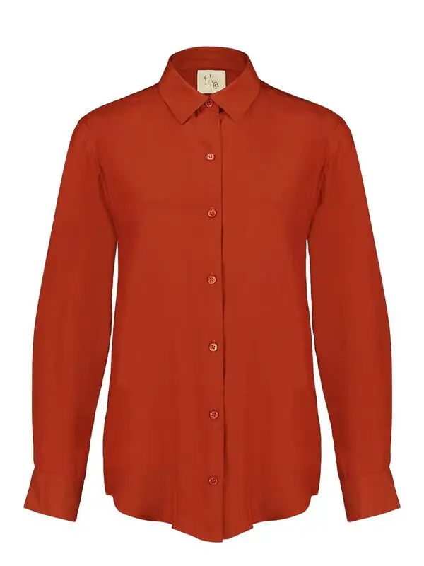 PAULA Ametista Cinnamon Stick Silk Shirt - Orange
