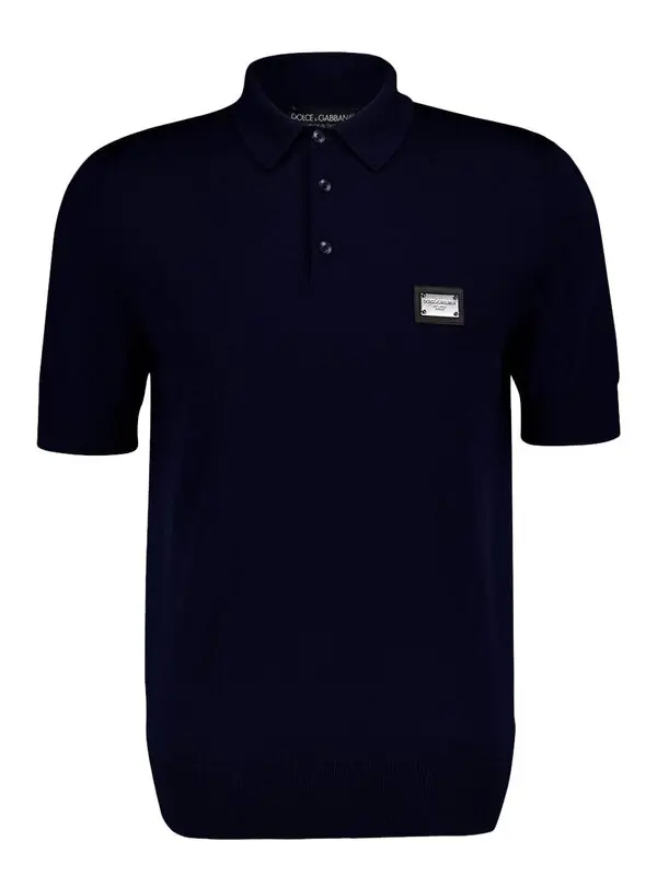 Dolce & Gabbana Branded Tag Wool Polo-shirt - Blue
