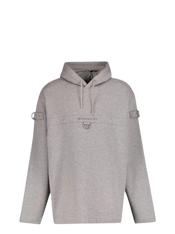 Givenchy Hooded Sweatshirt With Hardware Detailing - Grey