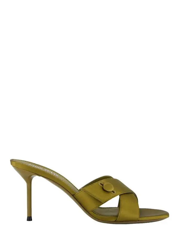 Paris Texas Oil Lidia Couture Satin Mules - Green