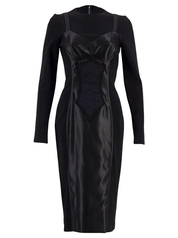 Dolce & Gabbana Silk-insert Midi Dress - Black