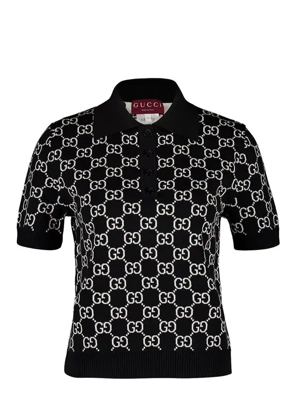 Gucci Reversible Gg Wool Polo Shirt - Black