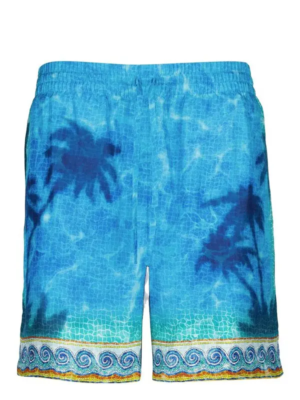 Casablanca Caustics Emblem Silk Shorts - Blue