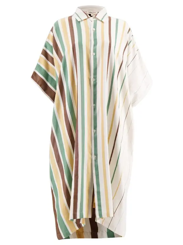 MARRAKSHI LIFE Striped Cotton Caftan Midi Dress - Multicolour