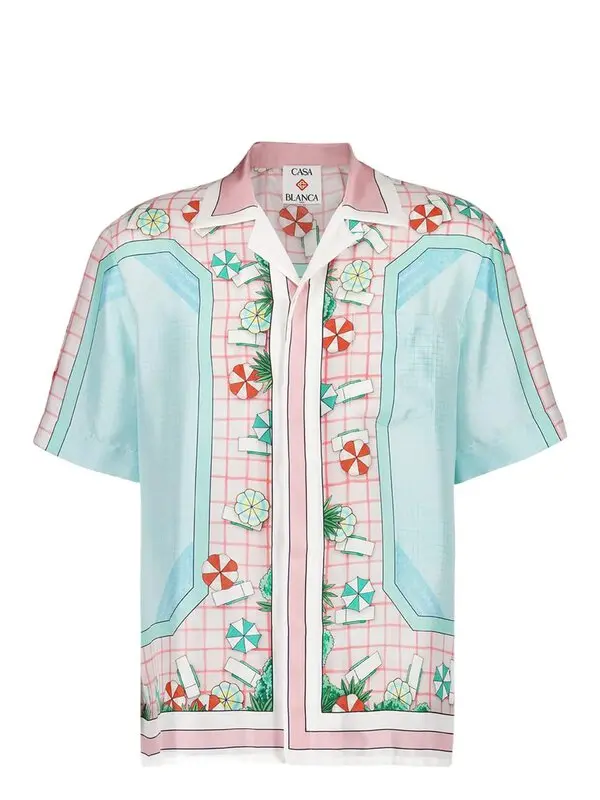 Casablanca Copacabana Pink Silk Twill Cuban Shirt - Multicolour