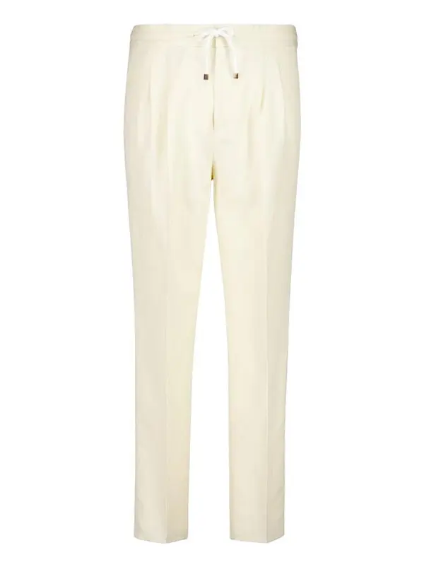 Brunello Cucinelli Linen-cotton Drawstring Pants - Cream