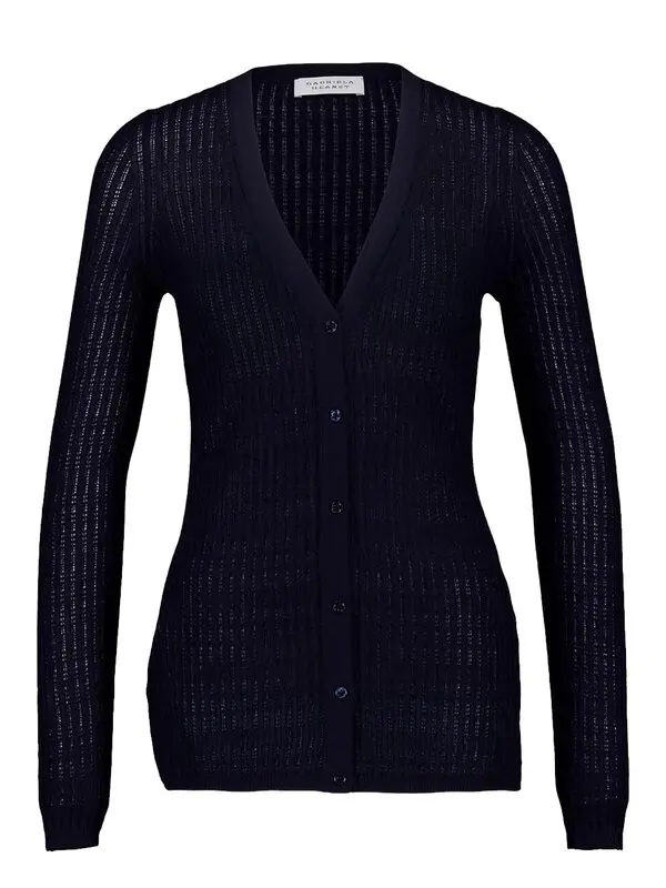 Gabriela Hearst Emma Pointelle Knit Cashmere Silk Cardigan - Blue