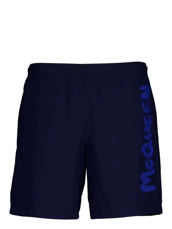 Alexander McQueen Logo-print Swim Shorts - Blue