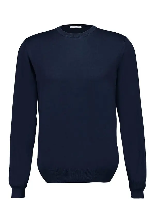 Boglioli Navy Cotton Crew-neck Jumper - Blue