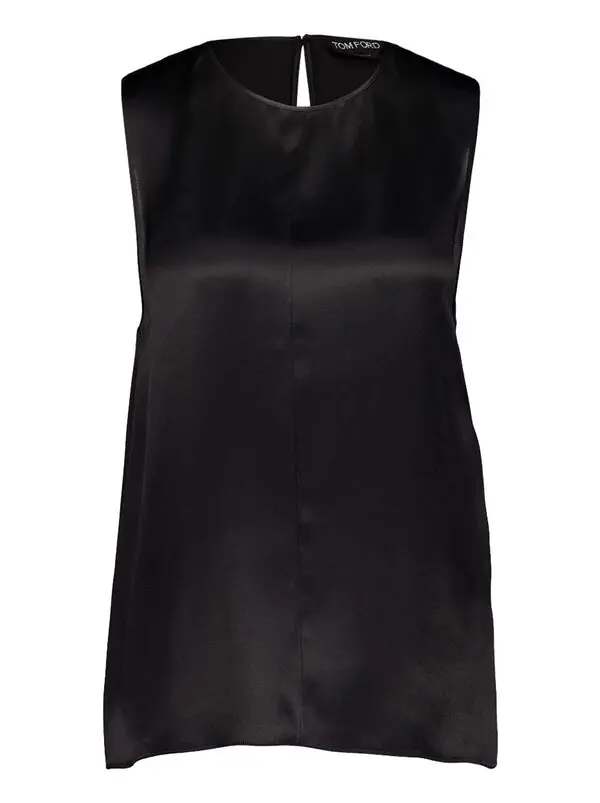 TOM FORD Sleeveless Silk Charmeuse Top - Black
