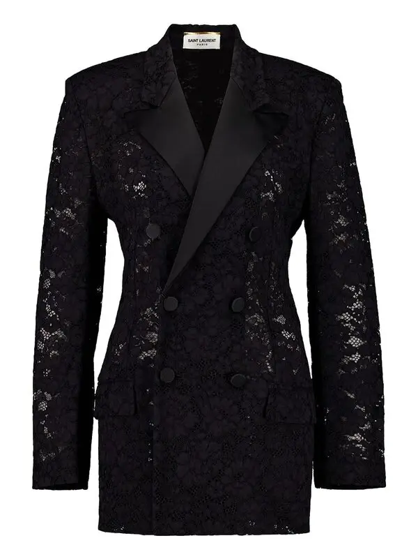 Saint Laurent Lace Double-breasted Jacket - Black