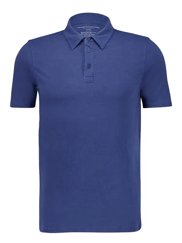 Majestic Filatures Bleu Taormina Organic Cotton Polo - Blue