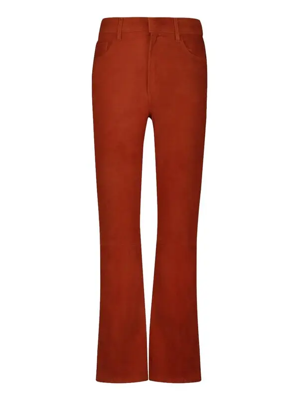 PAULA Zircon Cinnamon Stick Suede Flared Pants - Orange
