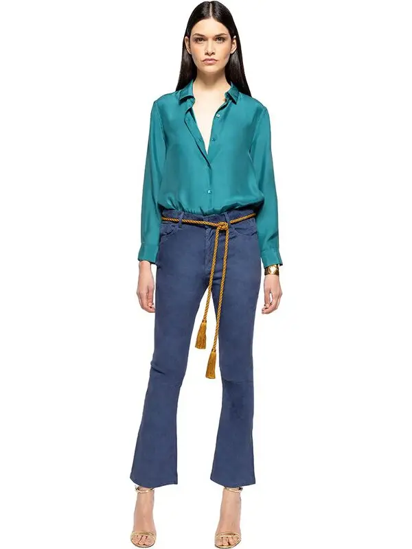 PAULA Ametista Botanical Silk Shirt - Green