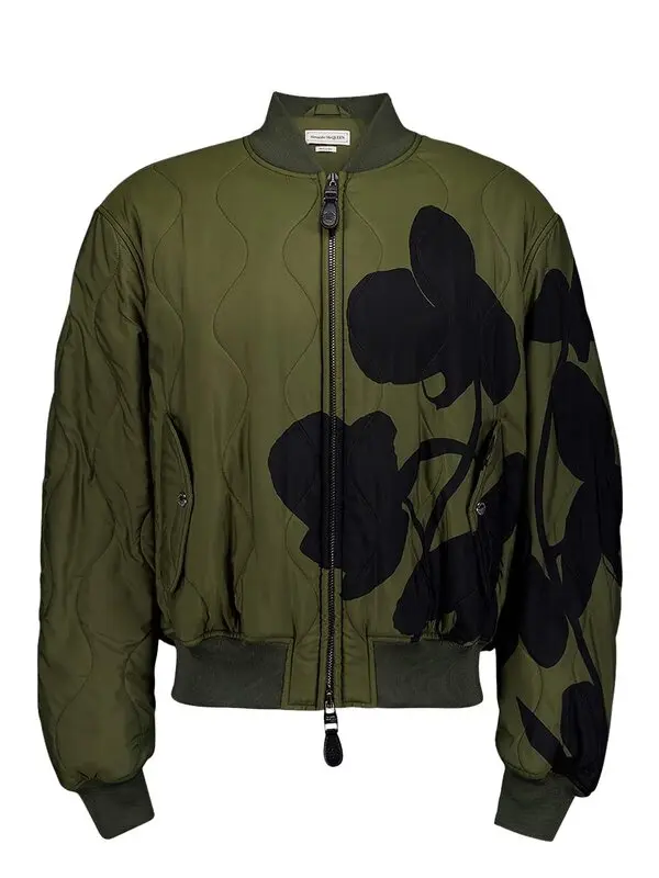 Alexander McQueen Orchid Bomber Jacket - Green