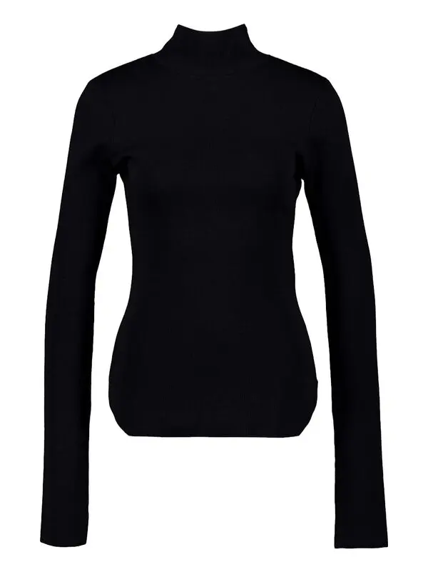 Balenciaga Long-sleeve Reverse Polo Knit Top - Black