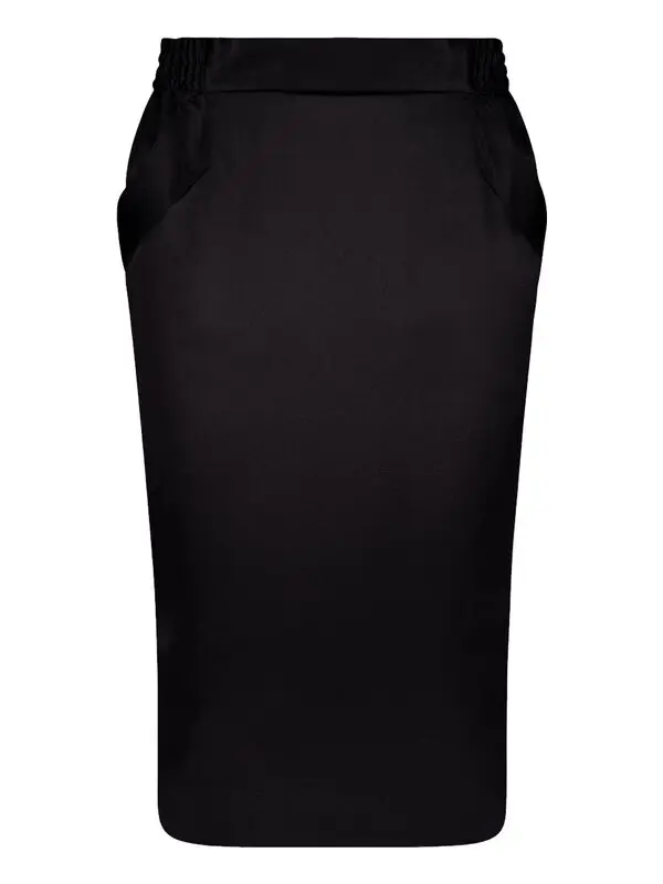 Saint Laurent Silk Satin Crepe Pencil Skirt - Black