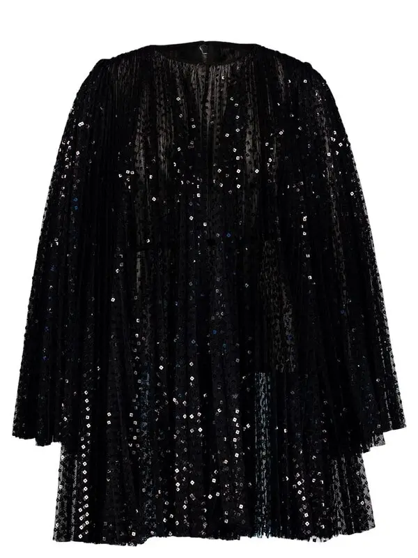 Dolce & Gabbana Sequin-embellished Short Pleated Dress - Black