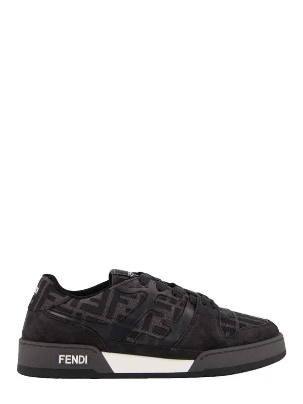 Fendi Ff Jacquard And Suede Match Low-top Sneakers - Black