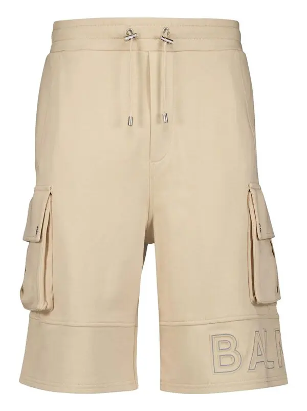 Balmain Logo-print Cotton Cargo Shorts - Beige