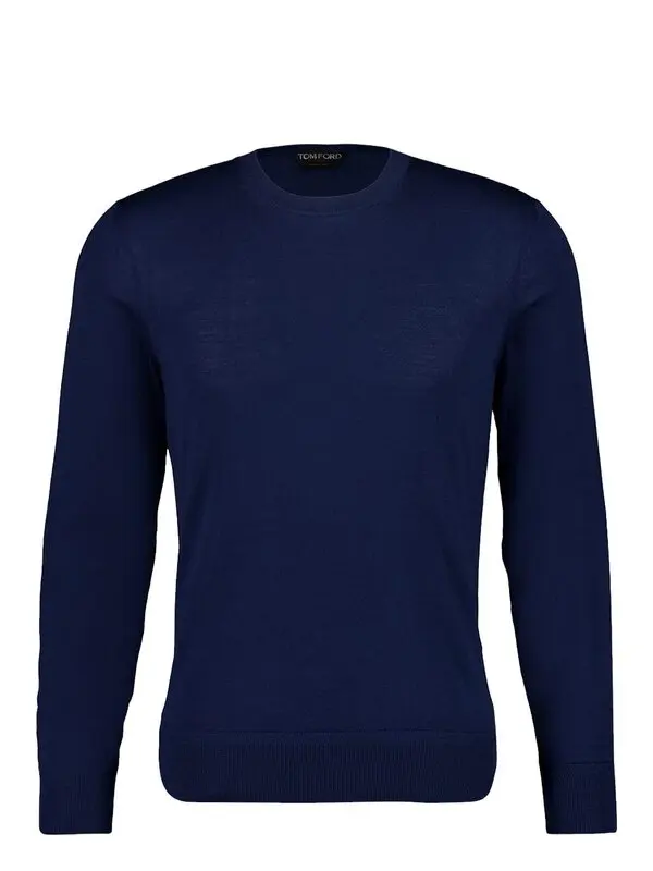 TOM FORD Fine Wool Crew Jumper - Blue