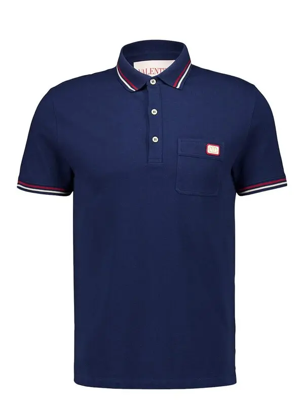Valentino Garavani Navy Embroidered Dreamatic Cotton Polo Shirt - Blue