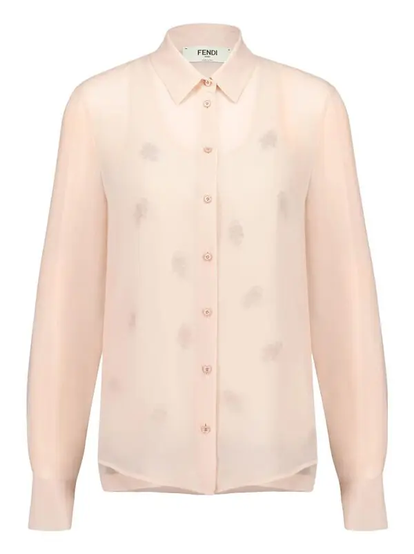 Fendi Embroidered Silk Georgette Top - Pink