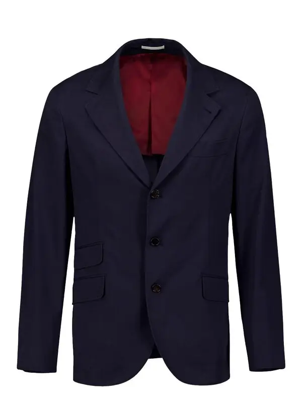 Brunello Cucinelli Single-breasted Cotton Blazer - Blue