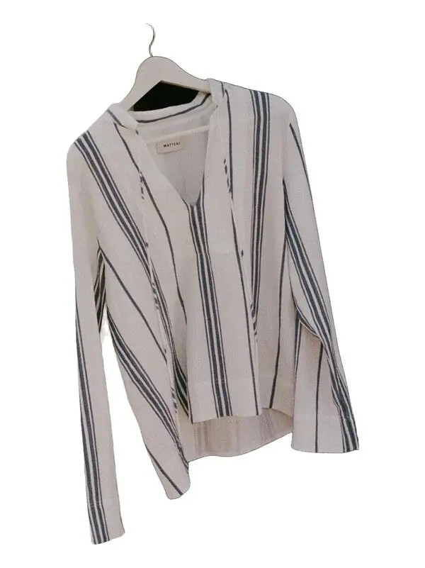Matteau Porto Stripe Fisherman Popover Shirt - White
