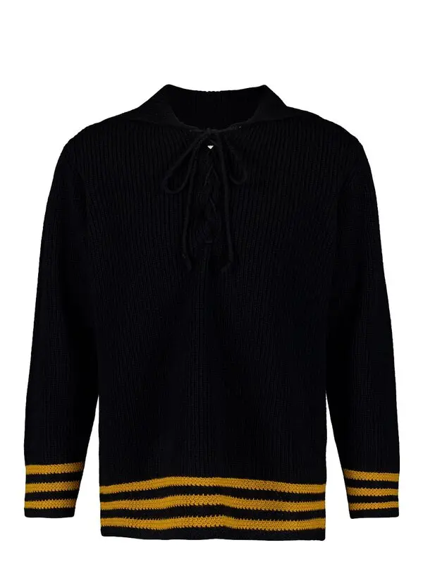 BODE Deck Stripe Wool Sweater - Black