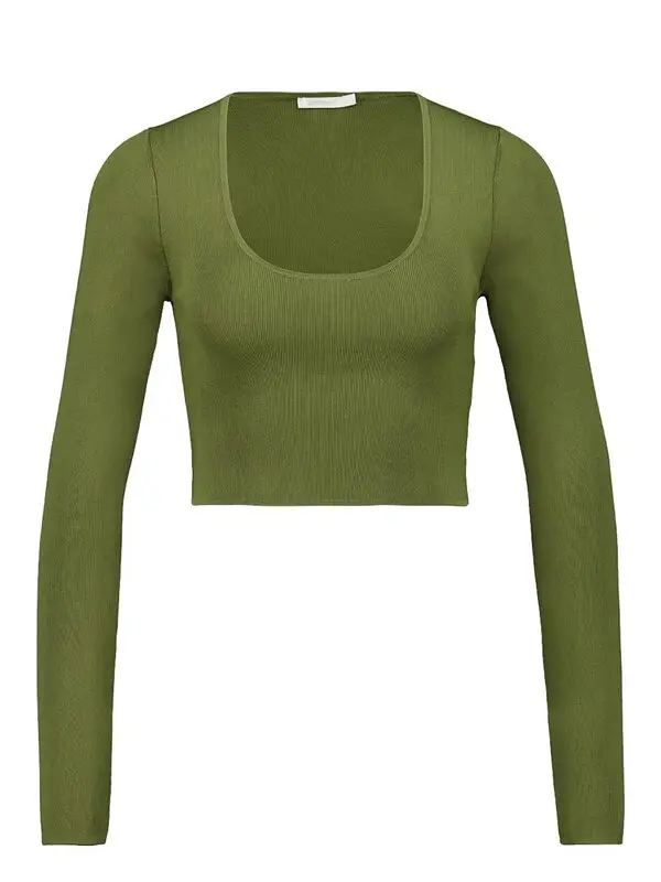 Zimmermann Wylie Knit Scoop Cropped Top - Green