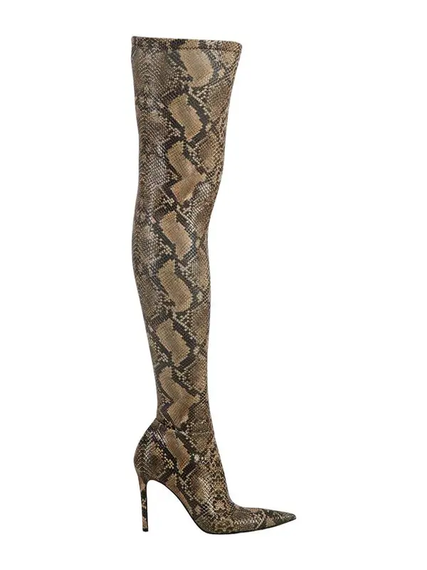 Stella McCartney Stella Iconic Python-print Over-the-knee Boots - Brown