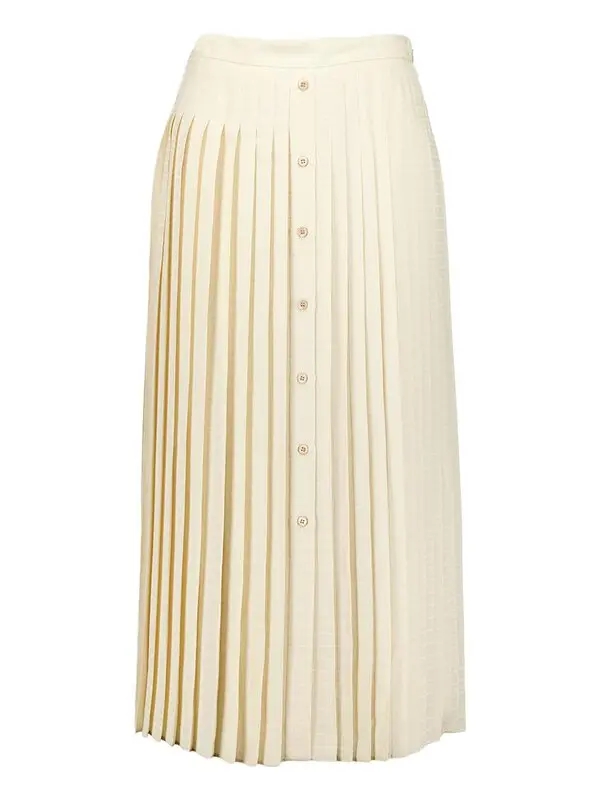 Prada Logo-jacquard Silk Pleated Skirt - Cream