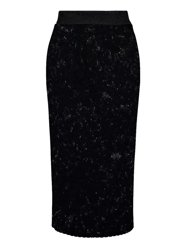 Dolce & Gabbana Floral-lace Midi Skirt - Black