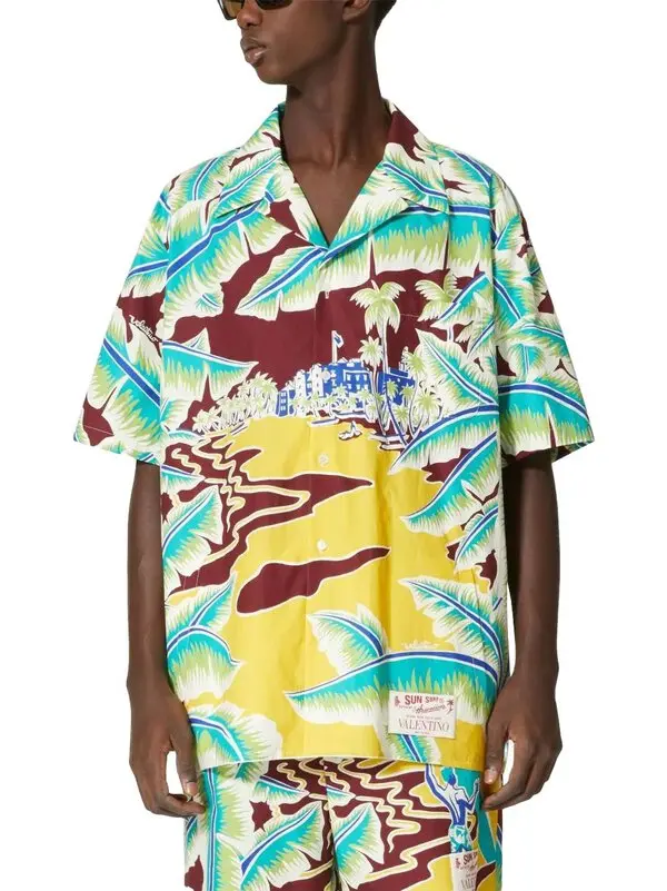 Valentino Garavani Surf Rider-print Short-sleeve Shirt - Multicolour