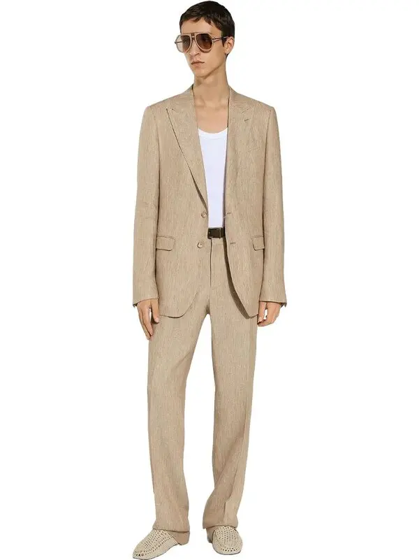 Dolce & Gabbana Classic Linen Trousers - Beige