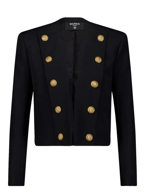 Balmain Fitted Wool Jacket - Black