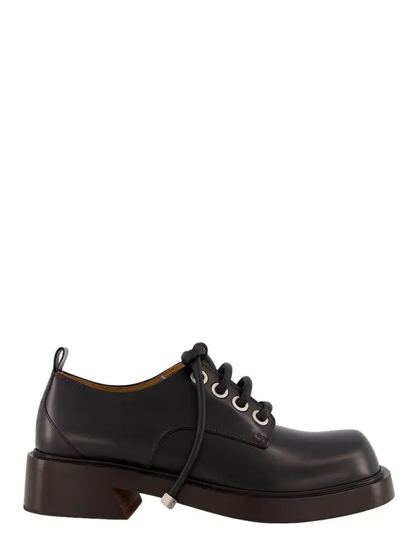 Alexander McQueen Leather Lace-up Derby Shoes With Square Toe - Black