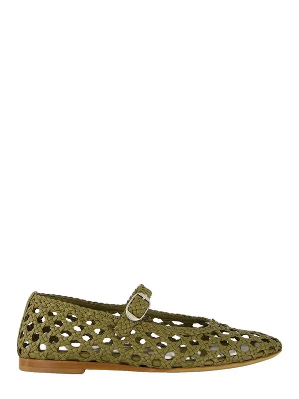 Le Monde Beryl Woven Leather Mary Jane Flats - Green