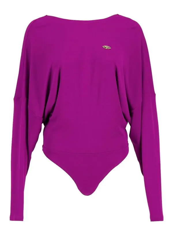 Emilio Pucci Ibiscus Fane Cape Sleeve Bodysuit - Purple