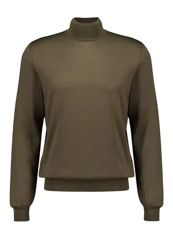 Boglioli Khaki Virgin Wool Turtleneck Sweater - Green