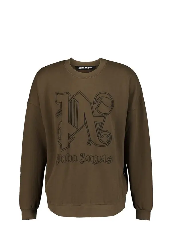Palm Angels Embroidered-logo Cotton Sweatshirt - Brown