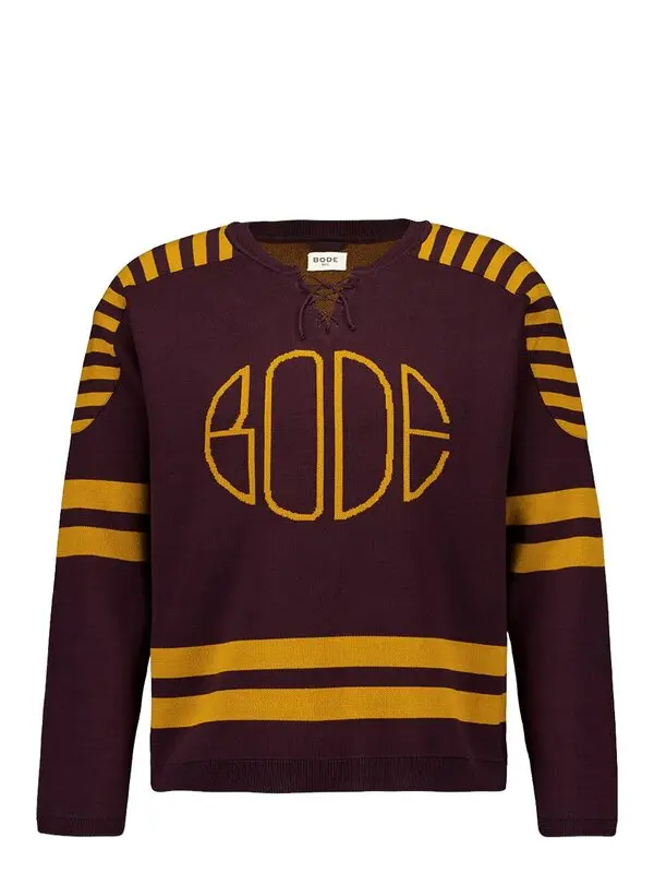 BODE Striped Jacquard Knit Sweater - Brown