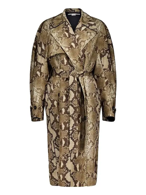 Stella McCartney Python-print Belted Trench - Brown